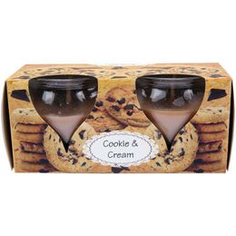 Duftkerzen Creation 2er Pack im Glas, lange Brenndauer und angenehmer Duft ( Cookie-Cream ) - Braun