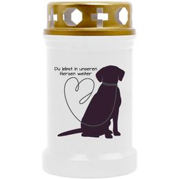 Grabkerze Grablicht mit Tier-Motiv ( Hund Leine ) - ca 40h Brenndauer je Kerze ( 12cm, ø 6cm ) - viele verschiedene Designs - Hund Leine