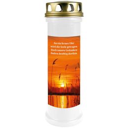 Grabkerze Grablicht mit Motiv ( Sonnenuntergang ) - ca 100h / 4 Tage Brenndauer je Kerze ( 25cm, ø 7cm ) - viele versch. Deisgns - Sonnenuntergang