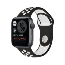 Apple Watch (Series 6) 2020 GPS + Cellular 44 mm - Aluminium Space Grau - Nike Sportarmband Schwarz/Weiß