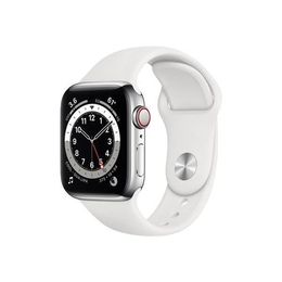 Apple Watch (Series 6) 2020 GPS + Cellular 40 mm - Rostfreier Stahl Silber - Sport loop Weiß
