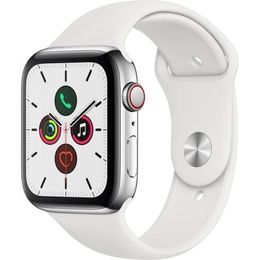 Apple Watch (Series 5) 2019 GPS + Cellular 44 mm - Rostfreier Stahl Silber - Sport loop Weiß
