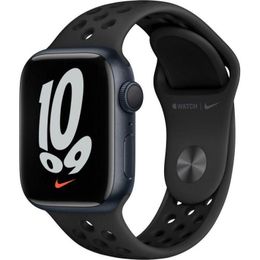 Apple Watch (Series 7) 2021 GPS 45 mm - Aluminium Mitternacht - Nike Sportarmband Schwarz