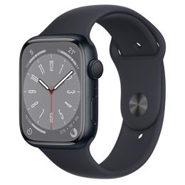 Apple Watch (Series 8) 2022 GPS 45 mm - Aluminium Mitternacht - Sportarmband Blau