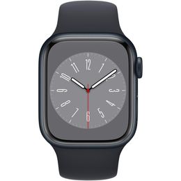 Apple Watch (Series 8) 2022 GPS + Cellular 45 mm - Rostfreier Stahl Schwarz - Sportarmband Schwarz