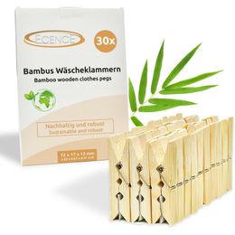 30x Wäscheklammern Holzklammern Bambus 72 x 17 x 12mm Bastel-klammern Holz Socken