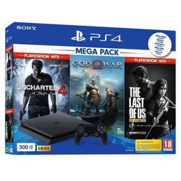 Sony PlayStation 4 Slim 500GB - Schwarz - Limited Edition Uncharted 4: A Thief ́s End + God Of War + The Last of Us: Remastered + Uncharted 4: A Thief ́s