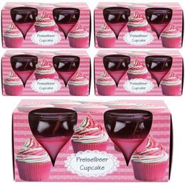 Hs Candle - Duftkerzen Creation 10er Pack im Glas, lange Brenndauer und angenehmer Duft ( Preiselbeer Cupcake ) - Rosa