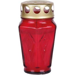 Grablicht Grabkerze aus Glas Eck (12,5cm) ca. 30 Stunden Brenndauer / Farbe: Rot - Rot