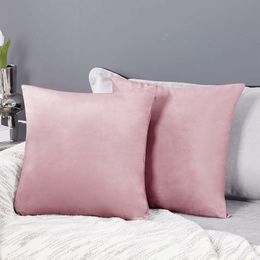 Samt Kissenbezüge Sofa Kissenbezug Zierkissenbezüge, 2er Set,40x40 cm, Sakura Pink - Sakura Pink - Deconovo