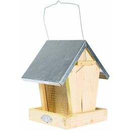 Homescapes - Futterspender Vogelhaus aus Holz mit Zink-Dach, mehrfarbig - Holz