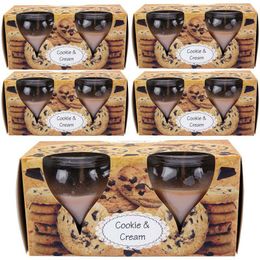 Duftkerzen Creation 10er Pack im Glas, lange Brenndauer und angenehmer Duft ( Cookie-Cream ) - Braun