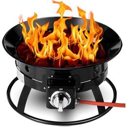 Gas-Feuerschale Ø50 cm - 12 kW Feuerschale für den Garten - Runde Feuerstelle für den Außenbereich - Schwarz - black - Maxxgarden