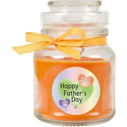 Duftkerze im Bonbonglas zum Vatertag, Duft: Honigmelone ( Orange ), 120g - Brenndauer bis zu 30 Stunden, Kerze aus Glas mit Duft - Orange