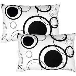 Dekokissen Zierkissen Malisa 2er Pack Auswahl: 30x50cm Dekokissen Weiß mit schwarzen Kreisen - Weiß mit schwarzen Kreisen