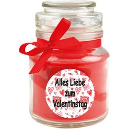 Duftkerze zum Valentinstag im Bonbonglas ( mit Deckel ) - Ideales Valentinstagsgeschenk für Sie und Ihn, vers. Motive zur Auswahl - Rot