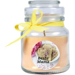 Duftkerze im Bonbonglas zum Muttertag, Duft: Vanille ( Gelb ), 120g - Brenndauer bis zu 30 Stunden, Kerze aus Glas mit Duft - Gelb