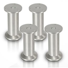 HENGDA 4x Möbelfuß Möbelfüsse Aluminium Fuss Durchmesser 40 mm Höhe 180mm Schwarz Höhenverstellbar - Silber
