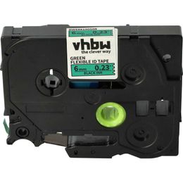 vhbw 1x Schriftband-Kassette kompatibel mit Brother PT 1000, 1000F, 1000BTS, 1005F, 1005, 1005BTS Etiketten-Drucker 6mm Schwarz auf Grün, Flexibel