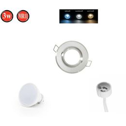 Led Line - Einbaustrahler Schwenkbar 35° GU10 Einbaurahmen Ø70mm Bohrloch Aluminium inkl. GU10 5W Neutralweiß 350 Lumen led Leuchtmittel Silber