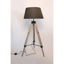 MaxxHome Stehlampe Lilly - Stehleuchte Wohnzimmer - Leselampe - Stativ - Holz - 145 cm - E27 LED - 40W - Schwarz - black