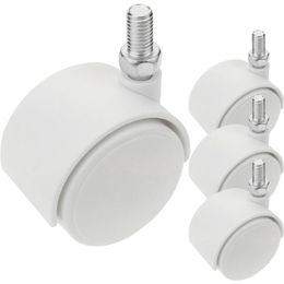 Lenkrollen Schwenkrollen Industriell Rad aus Nylon ohne Bremse 40 mm M8 weiss 4 pack - PrimeMatik