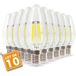 Los mit 10 LED-Lampen E14 Flame Filament 4w Eq 40W warmweiß 2700K