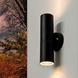 Licht-Erlebnisse Außenleuchte Wand Up Down Haus Hof IP44 Schwarz GU10 Aluminium Modern Wandlampe - Schwarz
