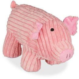 Türstopper Schwein, für Boden, stehend, origineller Türsack, Plüsch Figur mit Sandfüllung, 15 cm hoch, rosa - Relaxdays