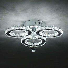 LED -Deckenlicht in modernem Kristall, 30W 6000.000 Diamantkristallkronleuchter, Design -Beleuchtungsdecke mit 3 Kristallringen, moderne