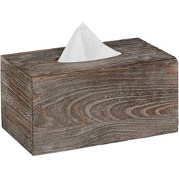 Tücherbox Shabby, Taschentuchbox mit Schiebeboden, Tissue Box für Taschentücher, hbt: 13x26,5x14,5cm, braun - Relaxdays