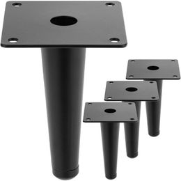 Packung mit 4 geraden Möbelbeinen mit konischer Form und Anti-Rutsch-Schutz 12cm Farbe schwarz - PrimeMatik