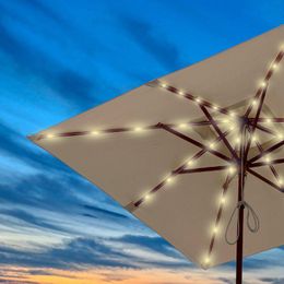 Bestlivings Solar Lichterkette für Sonnenschirm, Ampelschirm Beleuchtung outdoor, 112 led warmweiß mit 2 Modi, Gartenleuchte für Pavilion