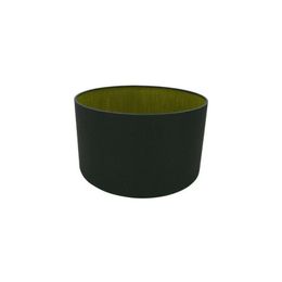 Inspired Deco - Sigma - Runder Zylinder, 300 x 170 mm Dual Faux Silk Fabric Shade, Mitternachtsschwarz, grüne Olive