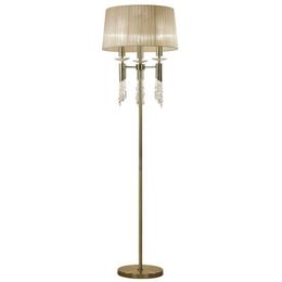 Inspired Mantra - Tiffany - Stehlampe 3 + 3 Leuchte E27 + G9, Antikmessing mit weichem Bronzeschatten und klarem Kristall