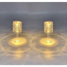 Spetebo - led Mini Tischleuchte warm weiß in Kristall Optik - gerade / 12 cm - Kleine moderne Deko Tisch Lampe Batterie betrieben