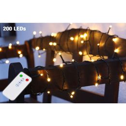 Spetebo Weihnachtsbaum Lichterkette 200 led - 20m - Fernbedienung 8 Funktionen - Innen Außen
