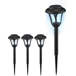 Relaxdays Solarlampen 4er Set, LED Solarlicht mit Erdspieß, HxD: 39 x 11 cm, moderne Gartenbeleuchtung, draußen, schwarz