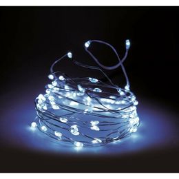 Spetebo Draht Lichterkette 40 Micro led - kalt weiß - für Außen mit Timer und 8 Funktionen