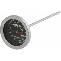 FMprofessional - Bratenthermometer, Grillthermometer mit Skala, Fleischthermometer für alle Fleischarten und Backwaren (Farbe: Silber/Schwarz),