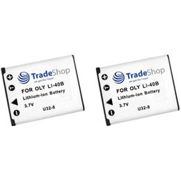 TRADESHOP 2x Trade-shop Kamera Li-Ion Akku für olympus FE240 FE250 FE280 FE290 FE300 FE340 FE340 FE360 FE20 FE330 FE-4050 FE-5020 FE-5035 FE-5050 FE-5000