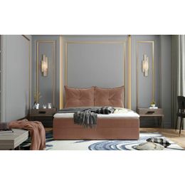 Boxspringbett Schlafzimmerbett PERLA 160x200cm Stoff Apricot