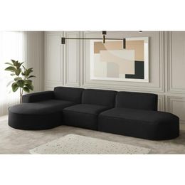 Fun Moebel - Ecksofa Designersofa palma in Stoff Opera Velvet Schwarz Ottomane Links