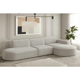 Ecksofa Designersofa palma in Stoff Ascot Pearl Ottomane Rechts