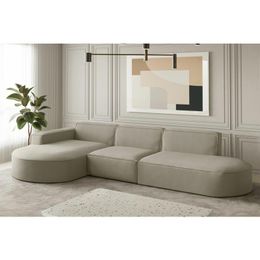 Fun Moebel - Ecksofa Designersofa palma in Stoff Opera Velvet Pearl Ottomane Links