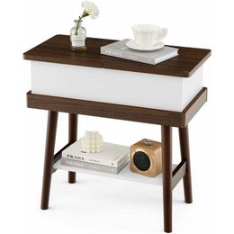 Beistelltisch mit klappbare Tischplatte, Sofatisch mit Ablage, Nachttisch aus Holz für Wohnzimmer & Schlafzimmer - Goplus