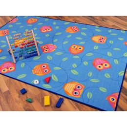 Snapstyle Kinder Spielteppich Eule Blau in 24 Größen - 100x400 cm