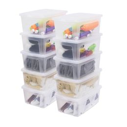 IRIS OHYAMA - Aufbewahrungsbox aus Kunststoff, 11 l Büro-Aufbewahrungsbox, 10 Stück, MCB-11, transparent, stapelbar, Verschlussclips – B39,5 x T26,5
