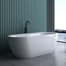 Freistehende Design-Badewanne Vicenza507 180x65x60cm mit Ablaufgarnitur und Überlauf aus Acryl in Weiß und DIN-Anschlüssen - Weiß - Doporro