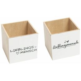 Holz-Box, lasiert Lieblingsmensch weiß/schwarz 12 x 12 x12 cm Holz-Kiste - Freese